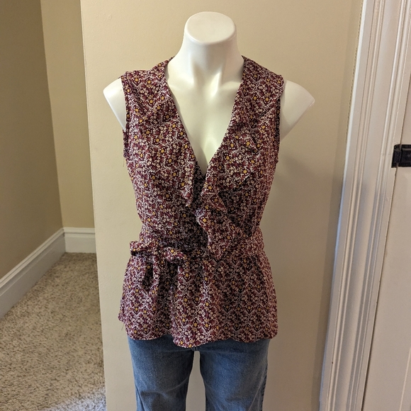 Max Studio | Tops | Max Studio Maroonpink With Yellow And White Floral ...